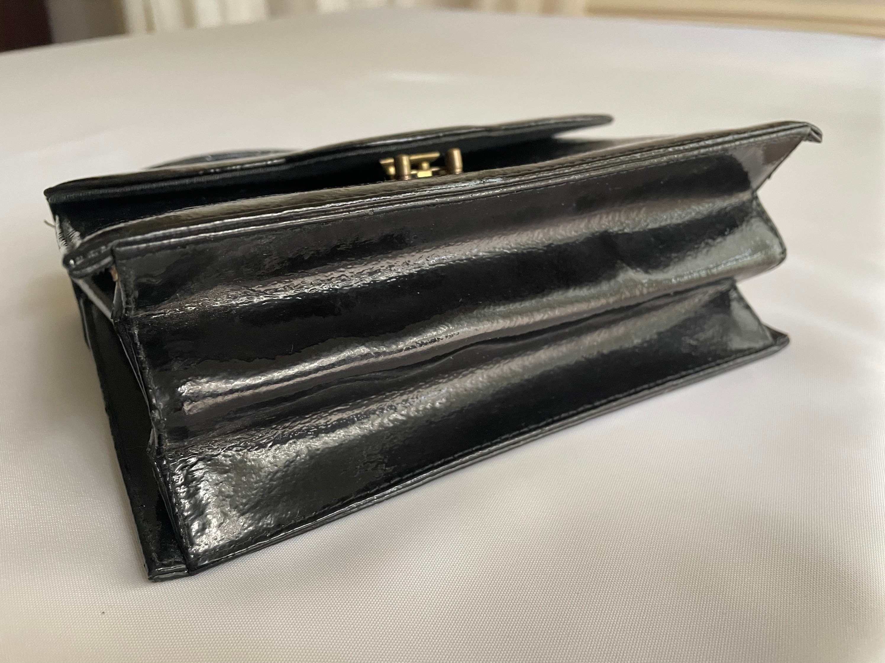 Vintage 1960's Pappagallo Boxy Leather Handbag Purse, Brass Trim ...