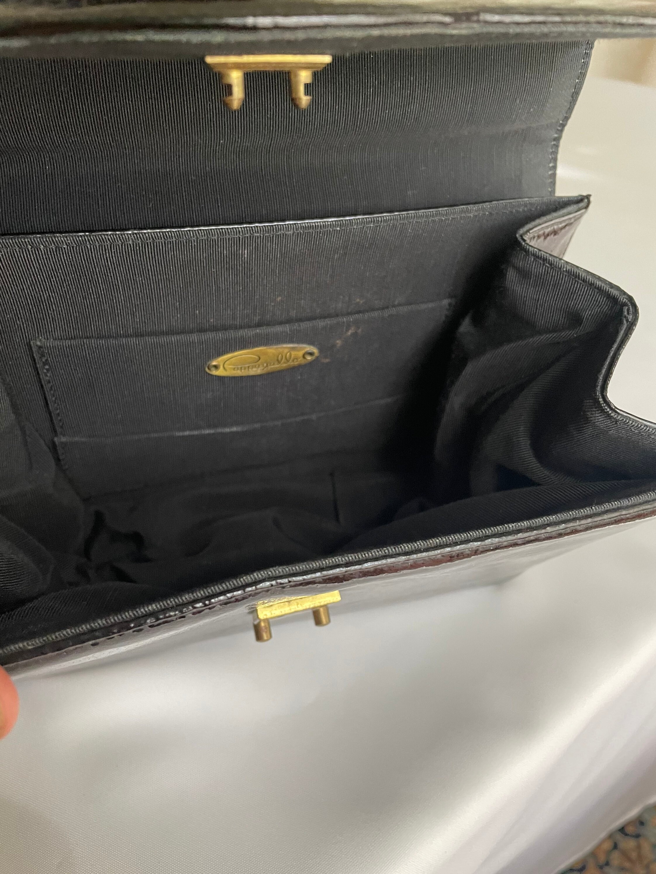 Vintage 1960's Pappagallo Boxy Leather Handbag Purse, Brass Trim ...