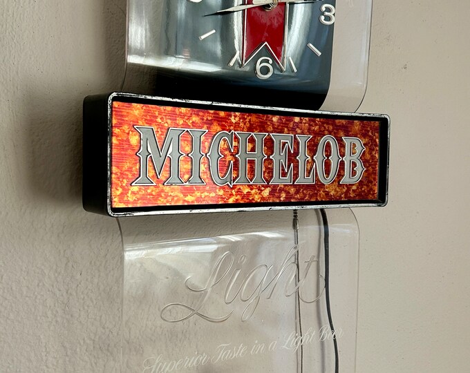 1970s Vintage Michelob Bar Light, Lighted Lucite Beer Clock Sign, 18 ...