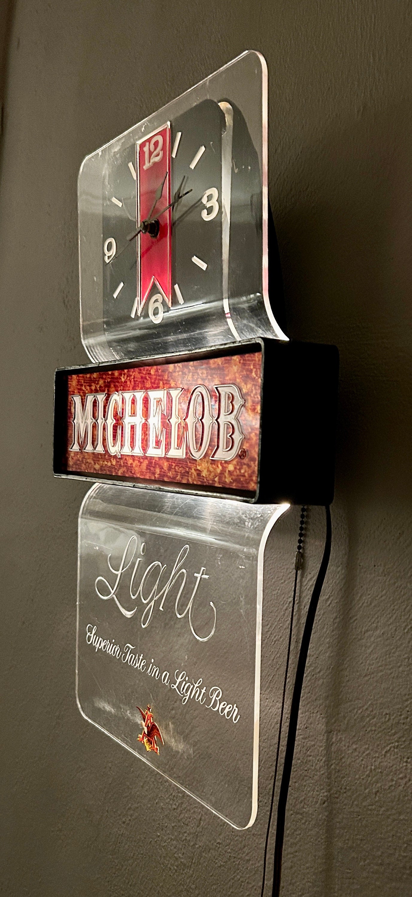 1970s Vintage Michelob Bar Light, Lighted Lucite Beer Clock Sign, 18 ...