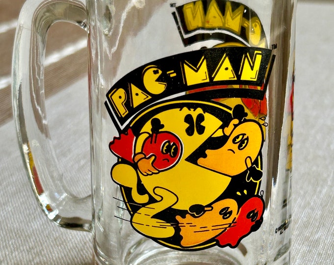 Vintage Pac-man Eating Ghosts Arcade Mug Glass Beer Stein 1982 Bally ...