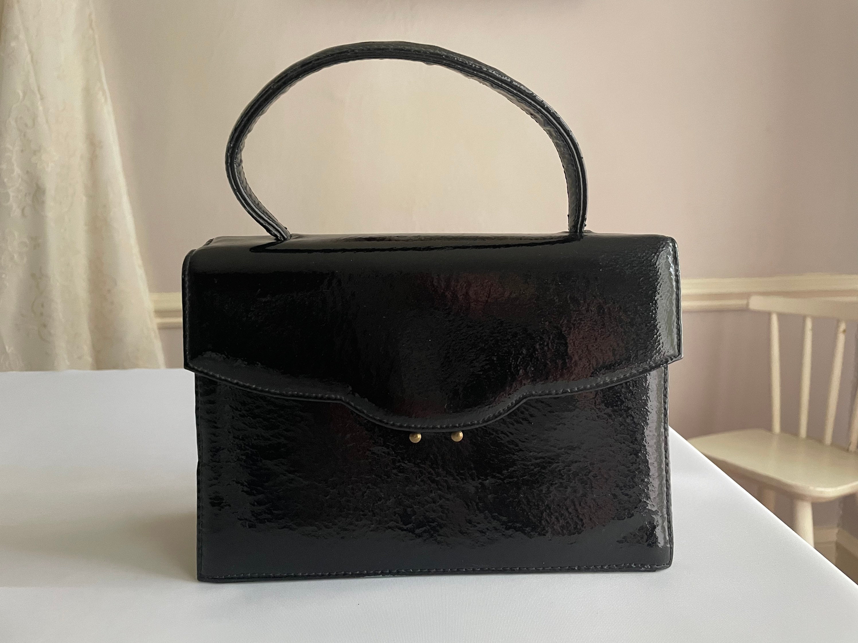 Vintage 1960's Pappagallo Boxy Leather Handbag Purse, Brass Trim ...