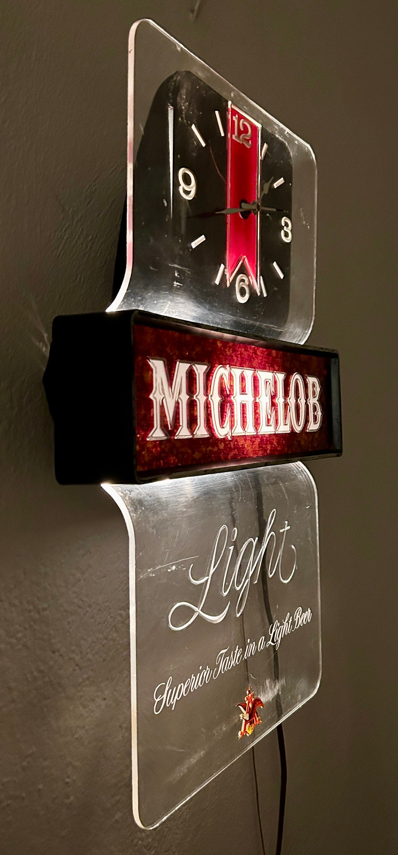 1970s Vintage Michelob Bar Light, Lighted Lucite Beer Clock Sign, 18 ...