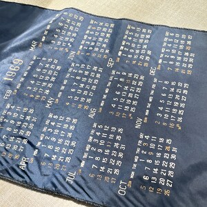 Large, 32 Long, 1969 Silk Scroll Wall Calendar, Embroidered Flowers ...