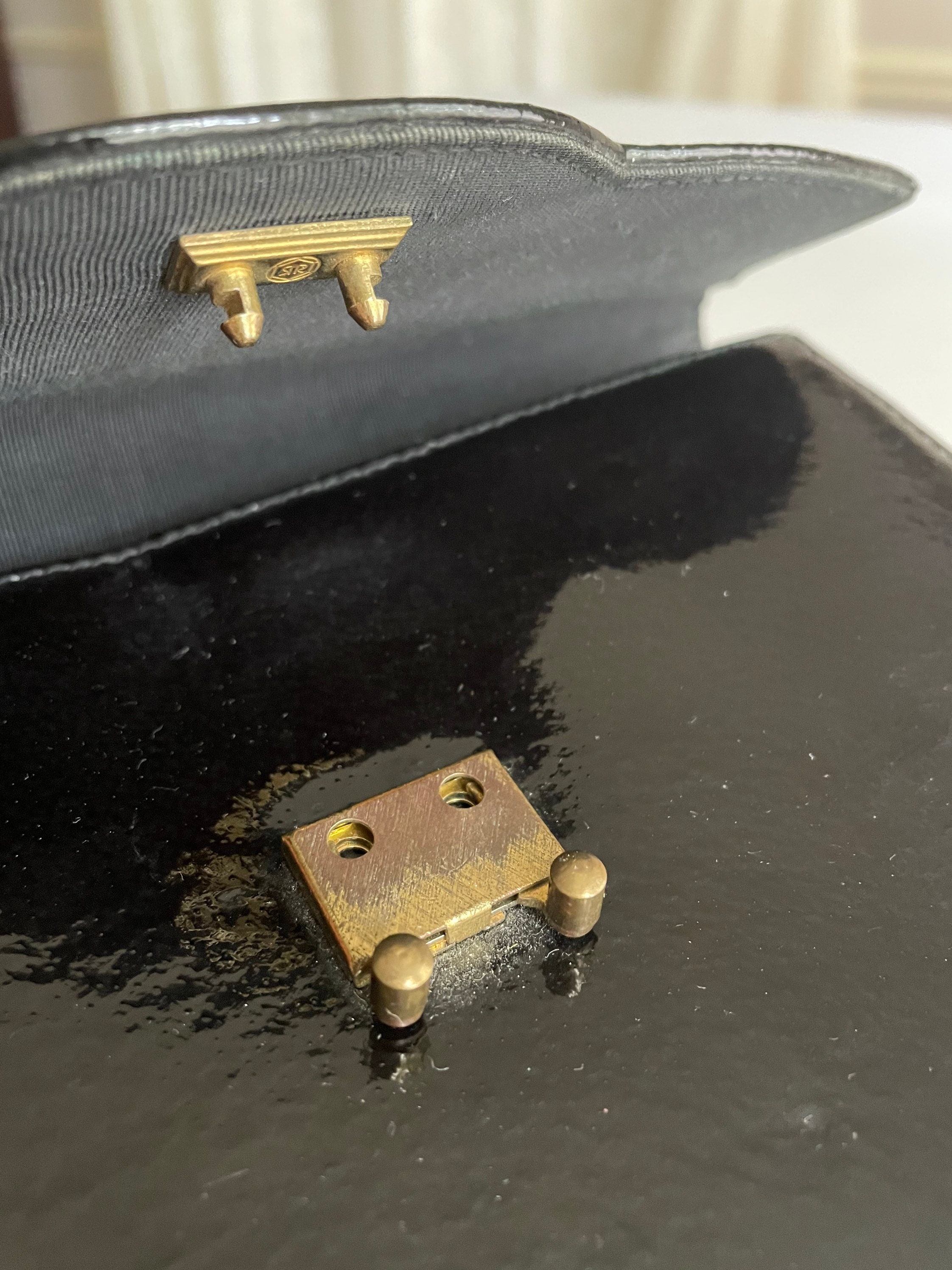 Vintage 1960's Pappagallo Boxy Leather Handbag Purse, Brass Trim ...