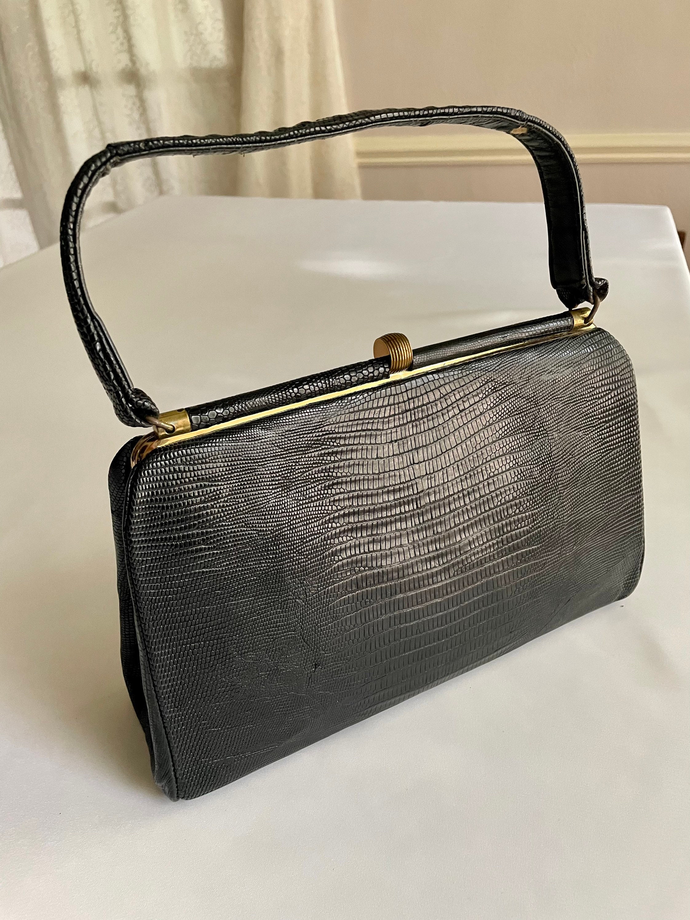 Mid Century Bellestone Genuine Leather Alligator Skin Purse Handbag ...