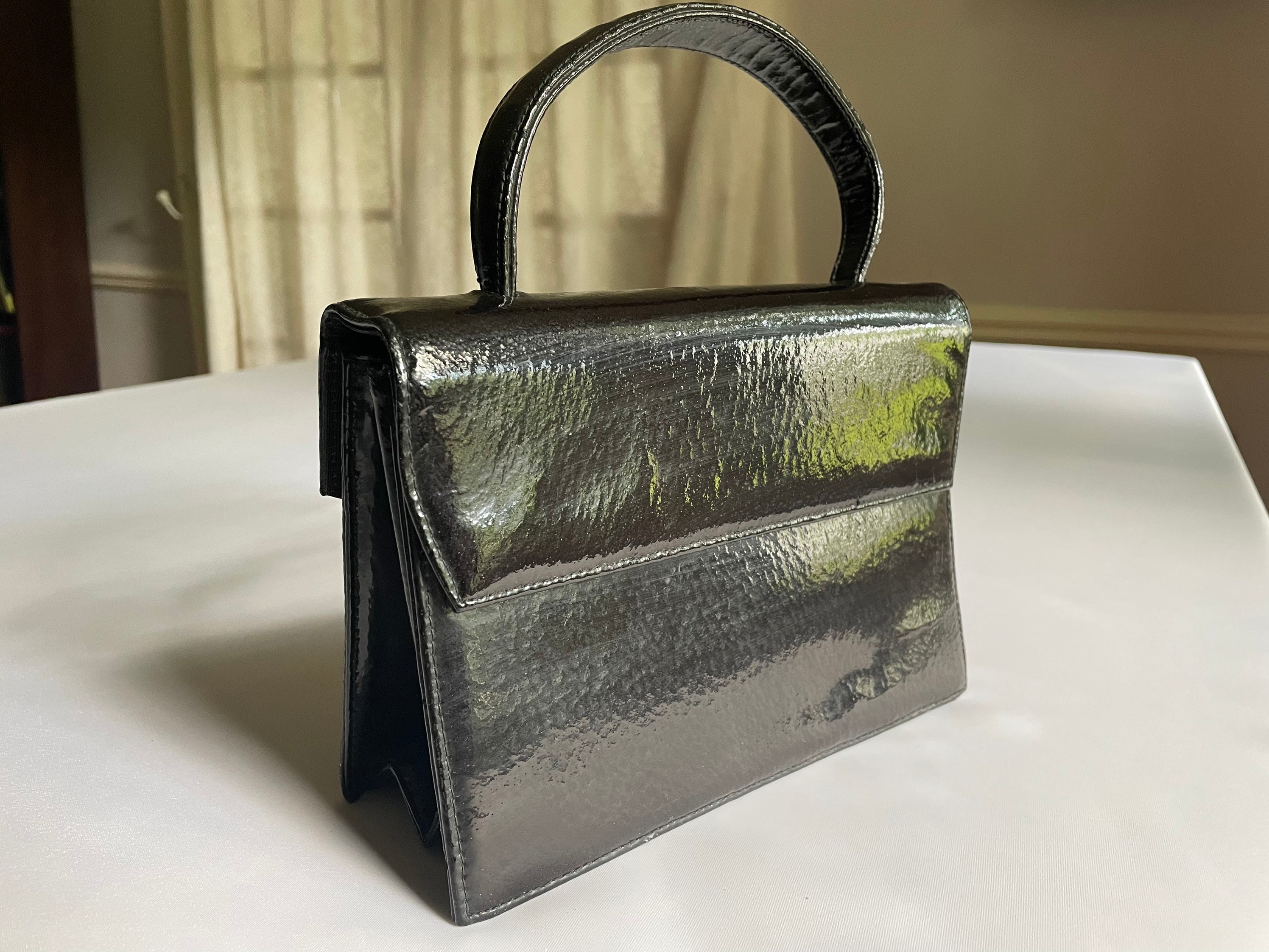 Vintage 1960's Pappagallo Boxy Leather Handbag Purse, Brass Trim ...