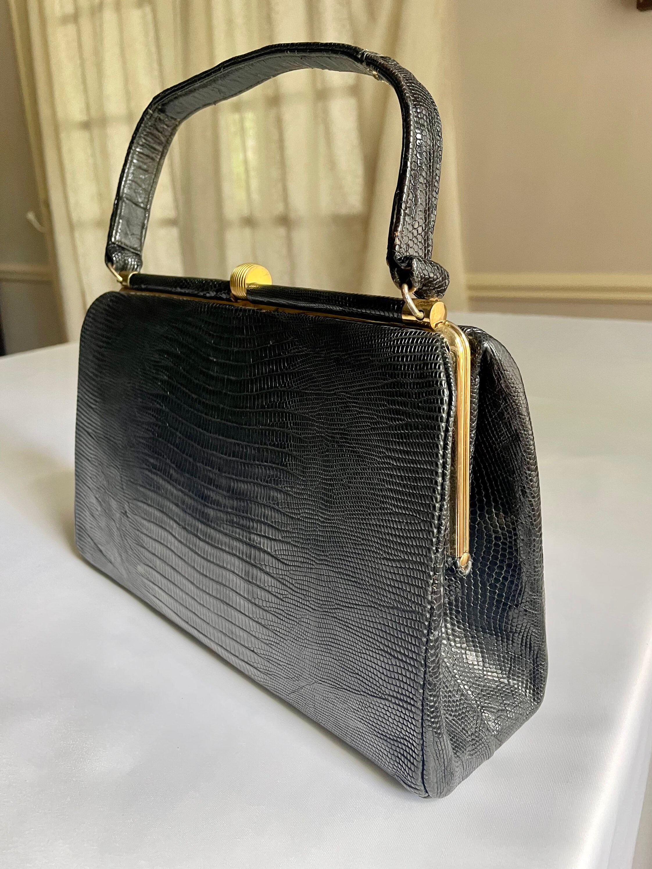 Mid Century Bellestone Genuine Leather Alligator Skin Purse Handbag ...