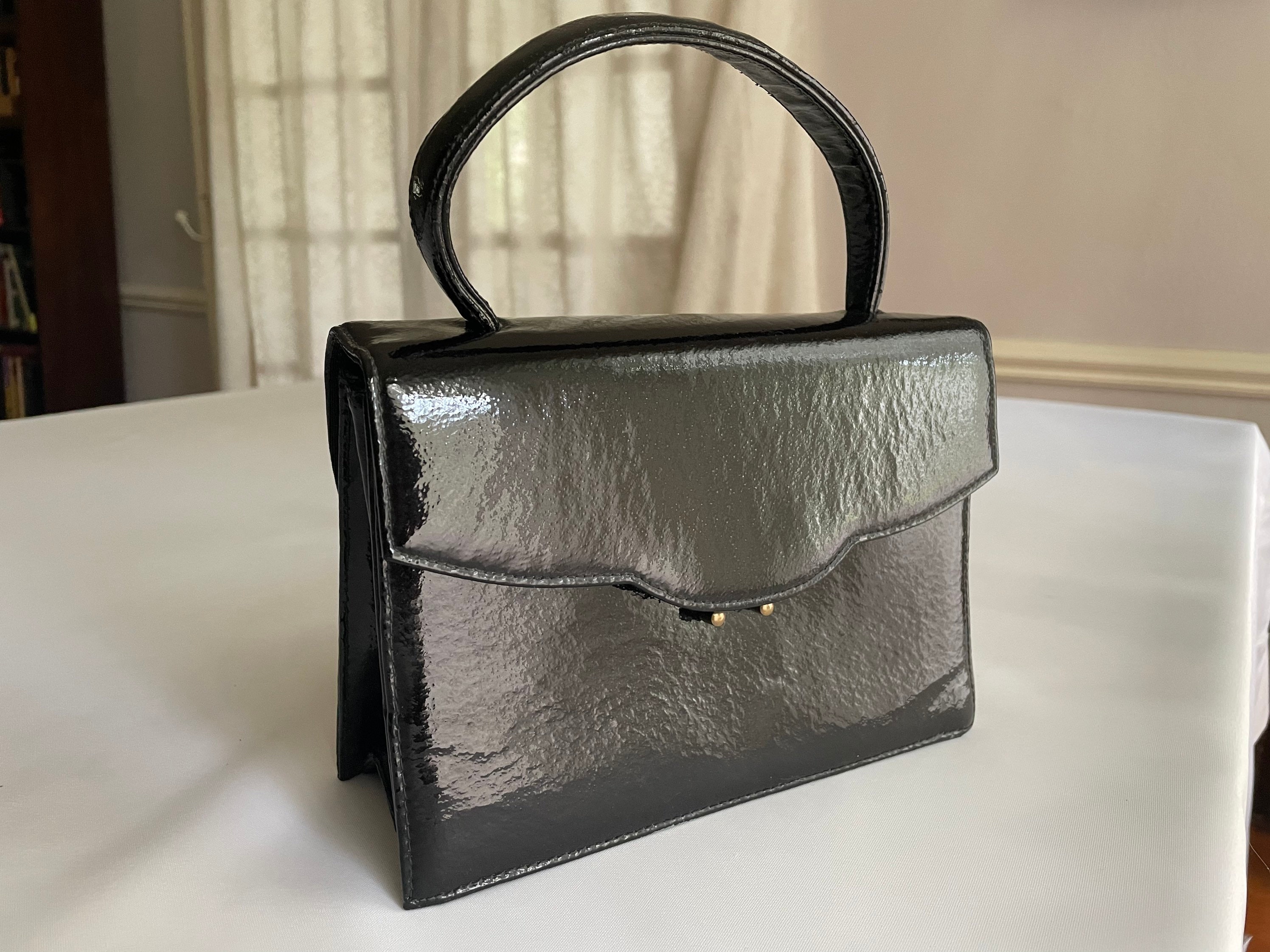 Vintage 1960's Pappagallo Boxy Leather Handbag Purse, Brass Trim ...