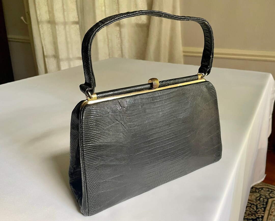 Mid Century Bellestone Genuine Leather Alligator Skin Purse Handbag ...