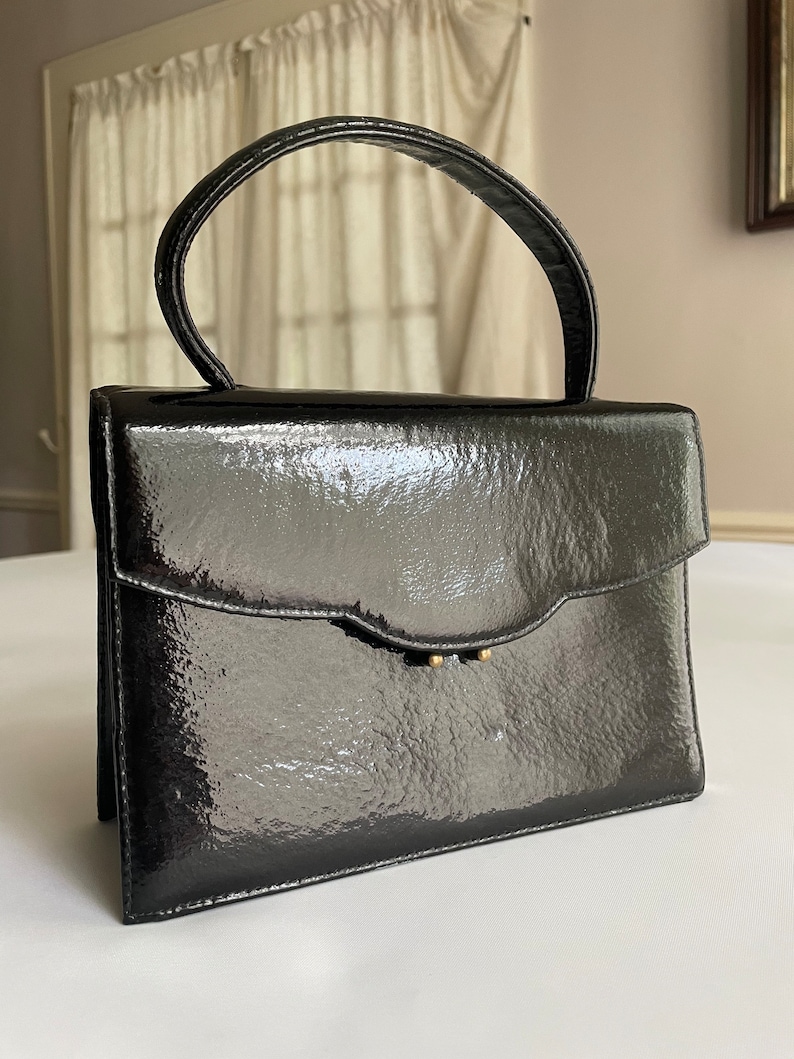 Vintage 1960's Pappagallo Boxy Leather Handbag Purse, Brass Trim ...