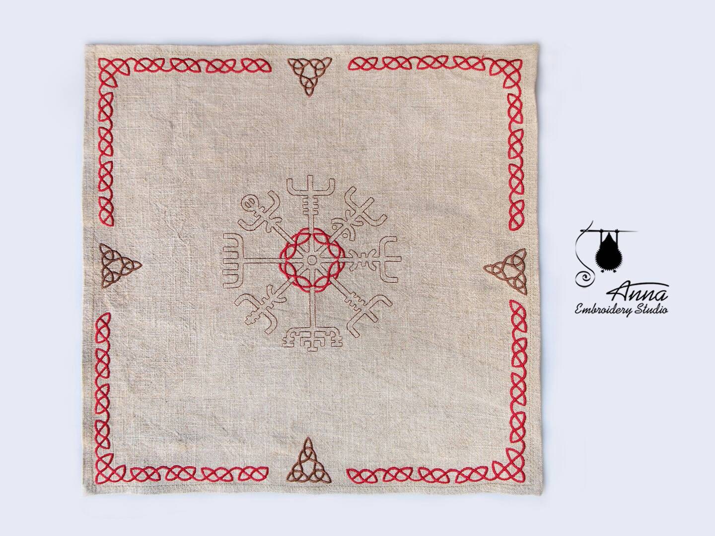 Embroidered Rune Casting Cloth. Rune Cloth. Vegvisir. Runic | Etsy