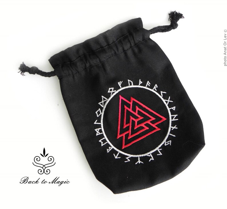 Embroidered Rune Pouch. Valknut. Rune Bag. Runic Divination. Rune ...