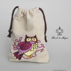 Owl Rune Bag. Owl Rune Pouch. Owl Dice Bag. Embroidered Rune Bag With a ...