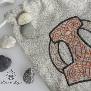 Embroidered Rune Bag With Mjolnir. Runic Divination. Celtic Style. Rune ...