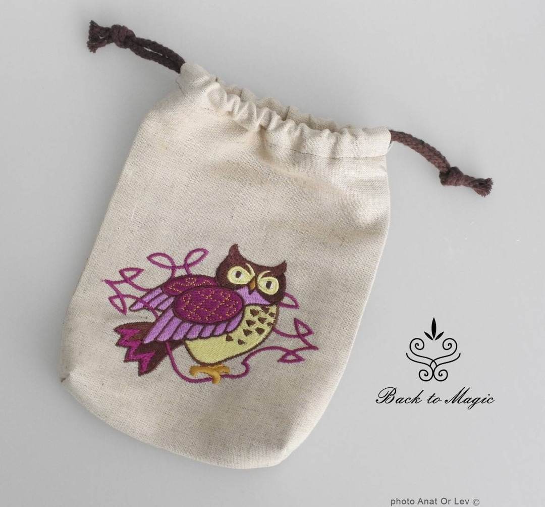 Owl Rune Bag. Owl Rune Pouch. Owl Dice Bag. Embroidered Rune Bag With a ...