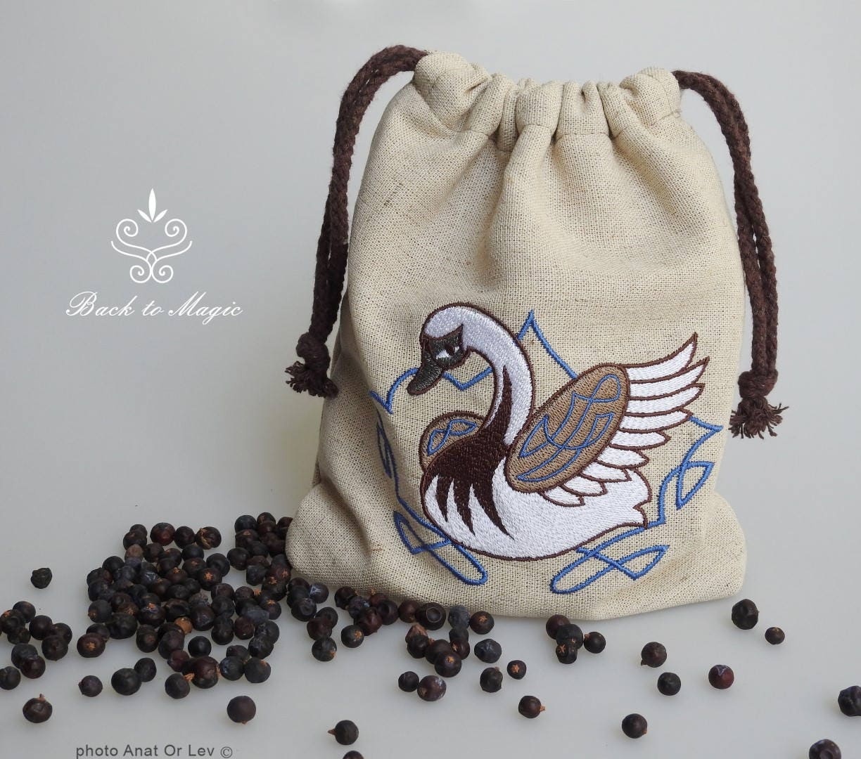 Embroidered Magic Pouch With a Celtic Swan. Pagan Wiccan - Etsy