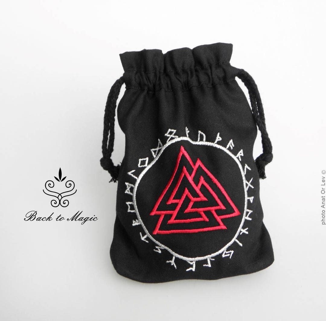 Embroidered Rune Pouch. Valknut. Rune Bag. Runic Divination. Rune ...