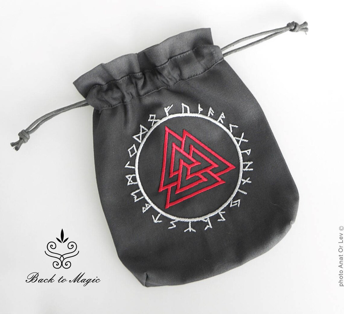 Embroidered Rune Pouch. Valknut. Rune Bag. Runic Divination. - Etsy