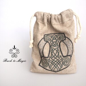 Embroidered Rune Bag With Mjolnir. Runic Divination. Celtic Style. Rune ...