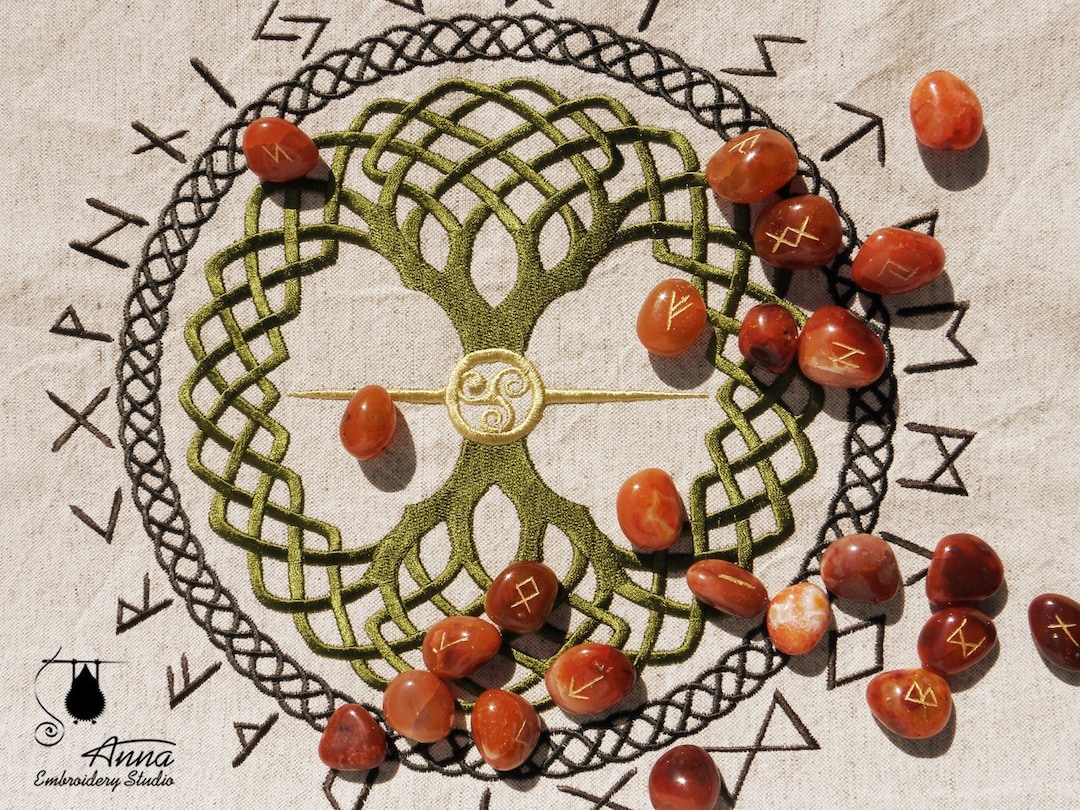 Rune Casting Cloth With Yggdrasil Tree. Elder Futhark. 20'' (52 Cm ...