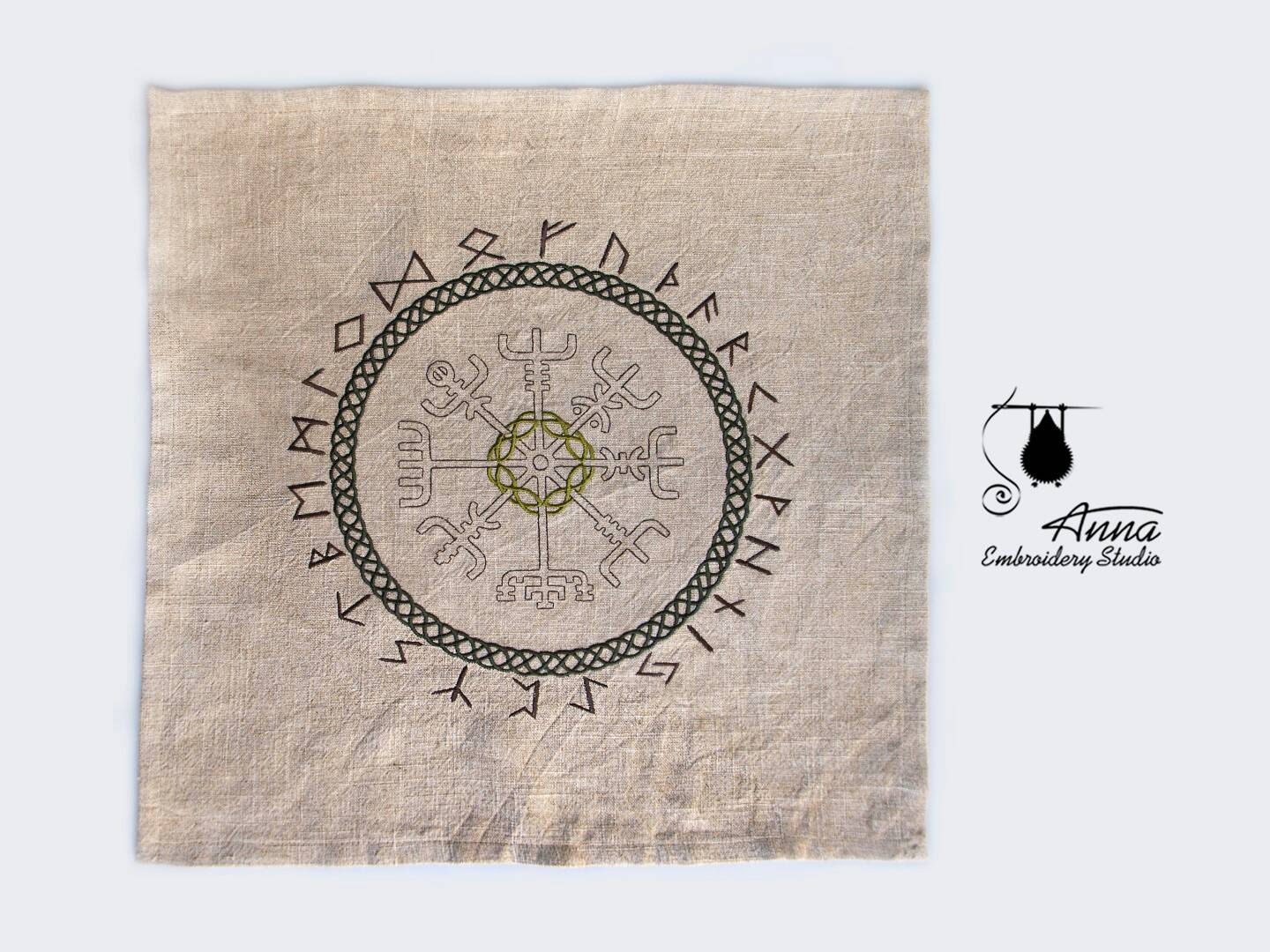 Embroidered Rune Casting Cloth. Vegvisir. Viking. Runic | Etsy