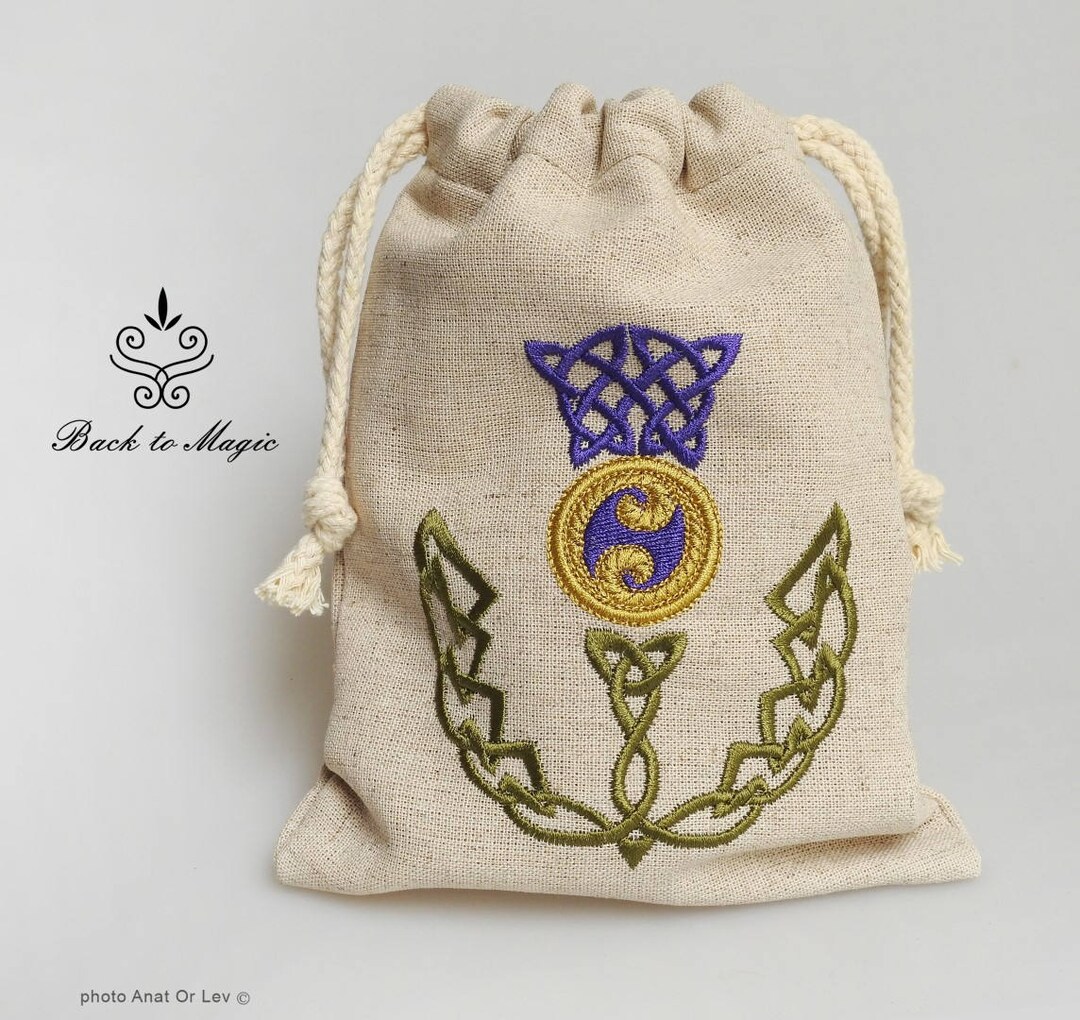 Embroidered Pouch With a Celtic Thistle Motif. Pagan Wiccan Druid Style ...