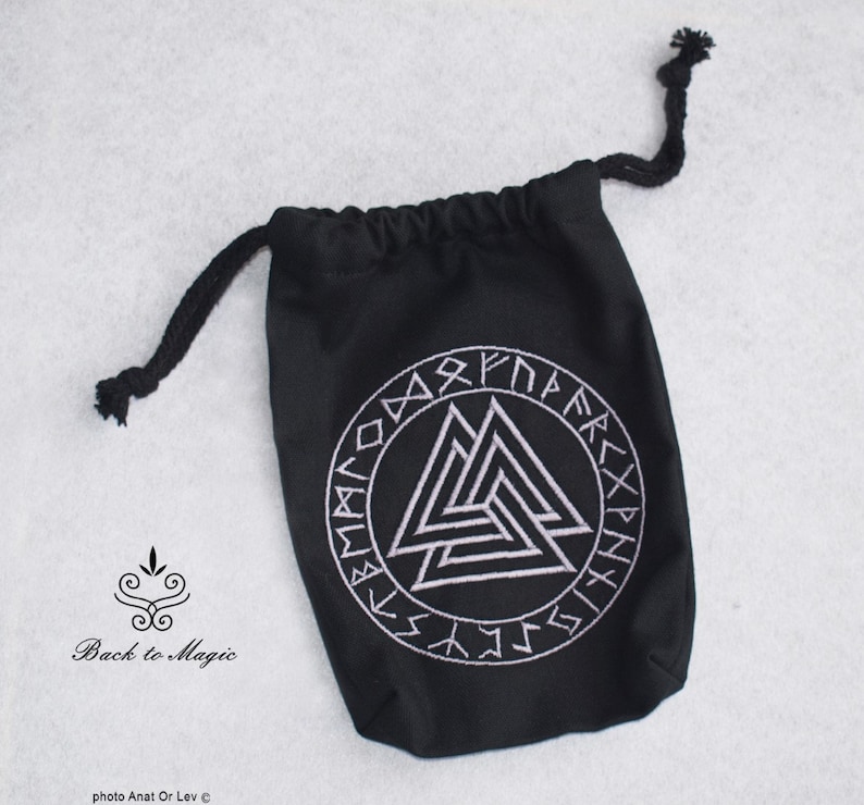 Embroidered Rune Pouch. Valknut. Rune Bag. Runic Divination. - Etsy
