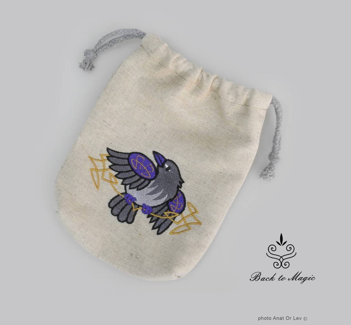 Embroidered rune bag with a celtic Raven. Runic divination. | Etsy