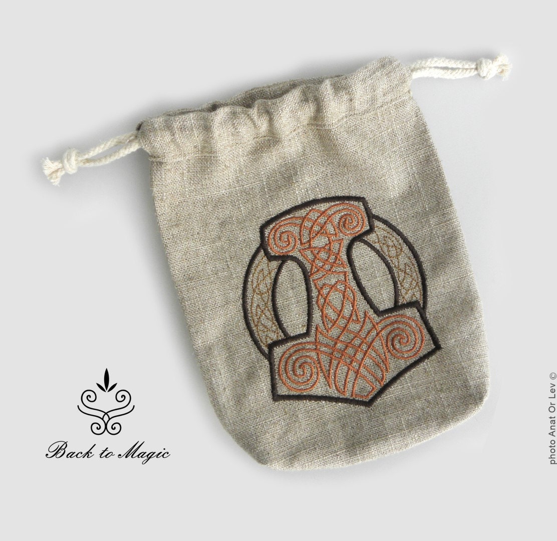 Embroidered Rune Bag With Mjolnir. Runic Divination. Celtic | Etsy