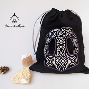 Embroidered Rune Bag. Mjolnir. Runic Divination. Celtic Rune Bag. Gift ...