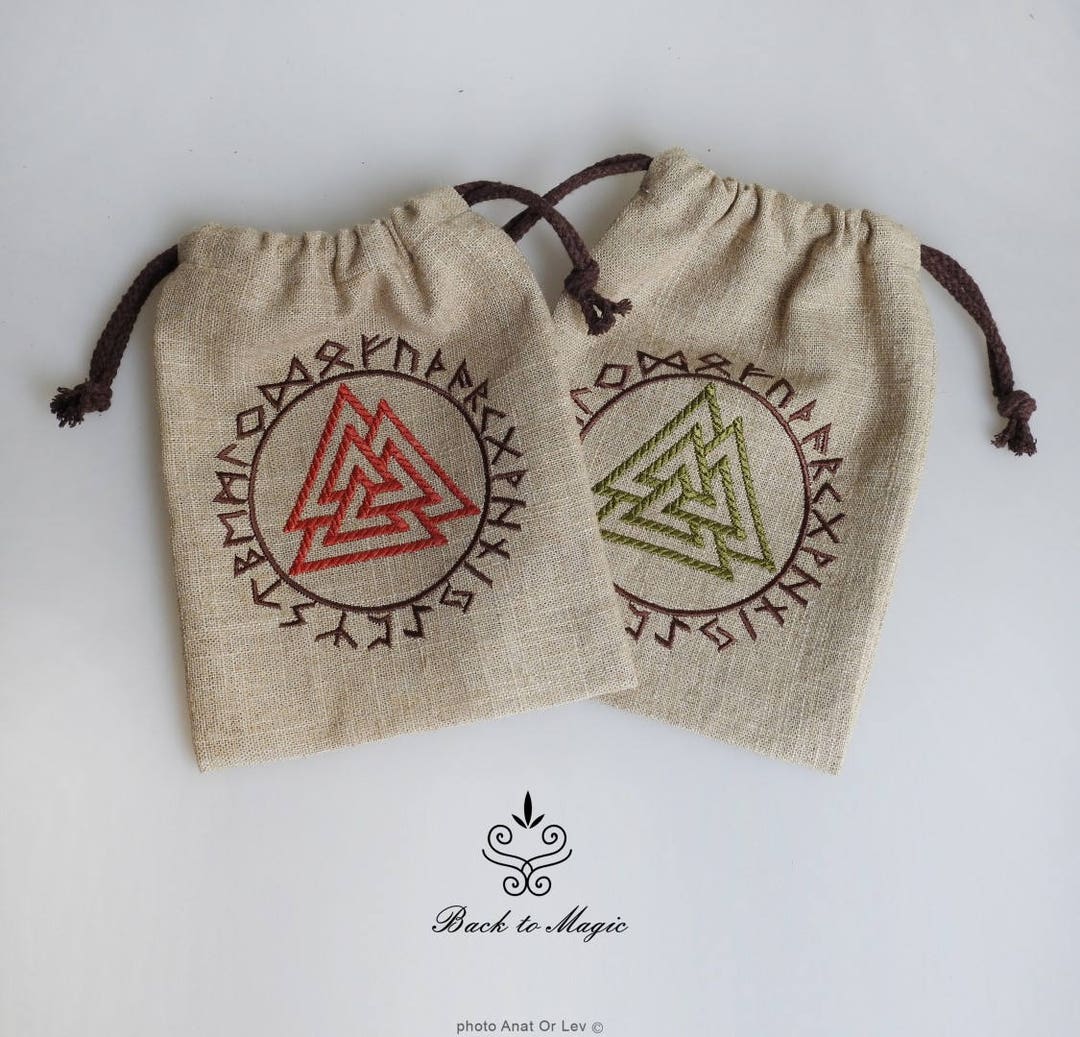 Embroidered Rune Pouch. Valknut. Rune Bag. Runic Divination. - Etsy