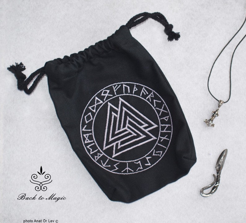 Embroidered Rune Pouch. Valknut. Rune Bag. Runic Divination. - Etsy