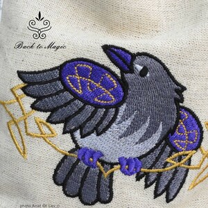 Embroidered Rune Bag With a Celtic Raven. Runic Divination. Crow Raven ...