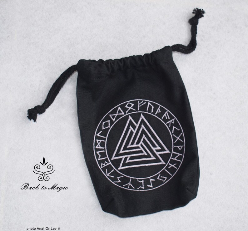 Embroidered Rune Pouch. Valknut. Rune Bag. Runic Divination. - Etsy