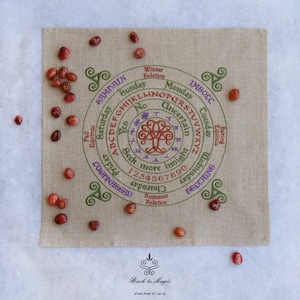 Embroidered Pendulum Cloth With Ogham and Wheel of the Year. 20 ...