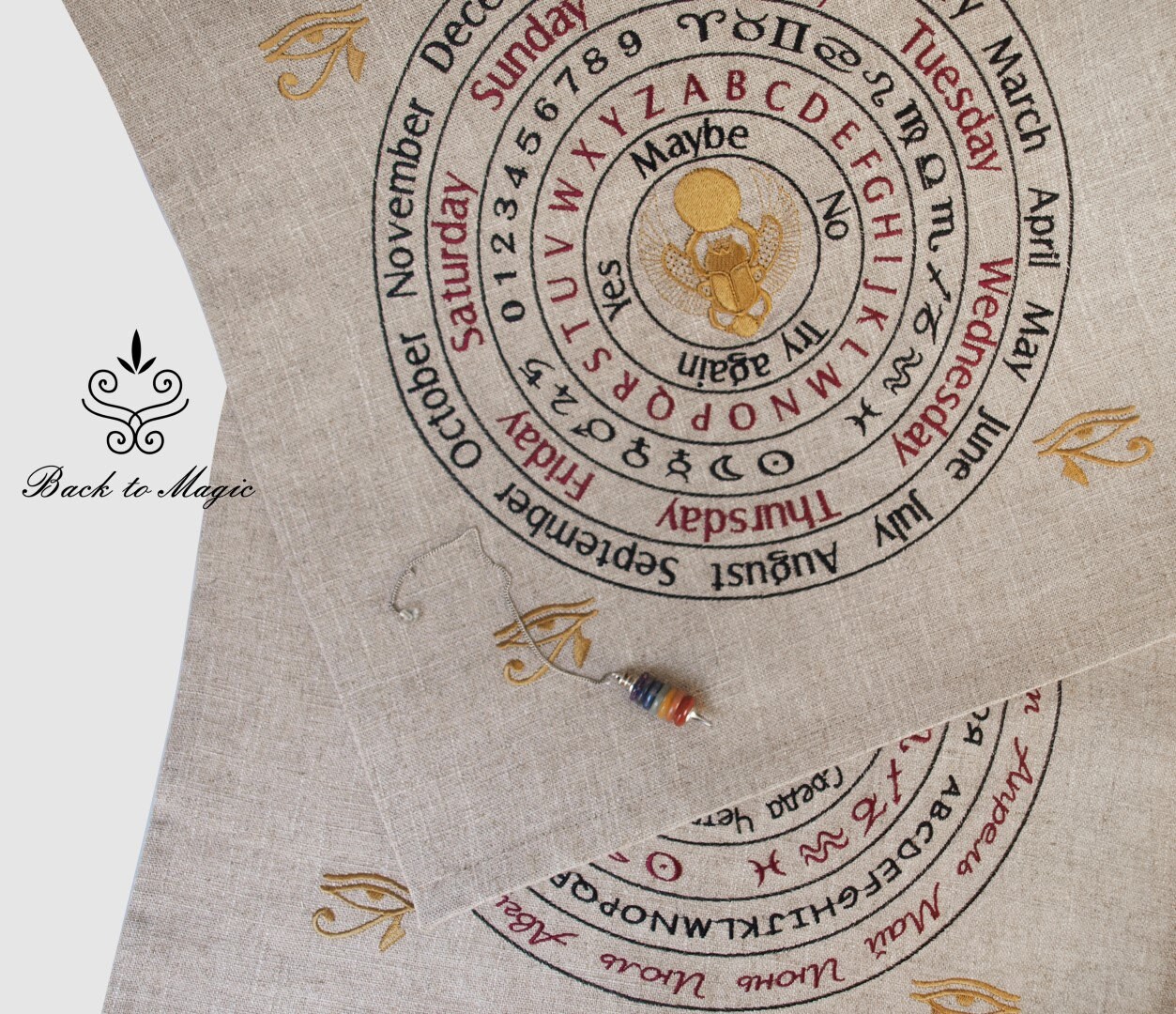 Embroidered Pendulum Divination Cloth. Egyptian Scarab. Udjat. - Etsy