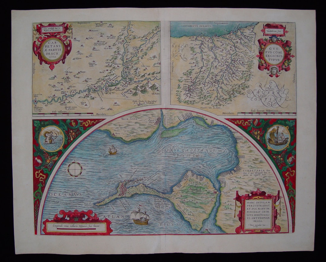 ORTELIUS, Abraham, Antique Map of Spain, Dated 1584 A.D. - Etsy