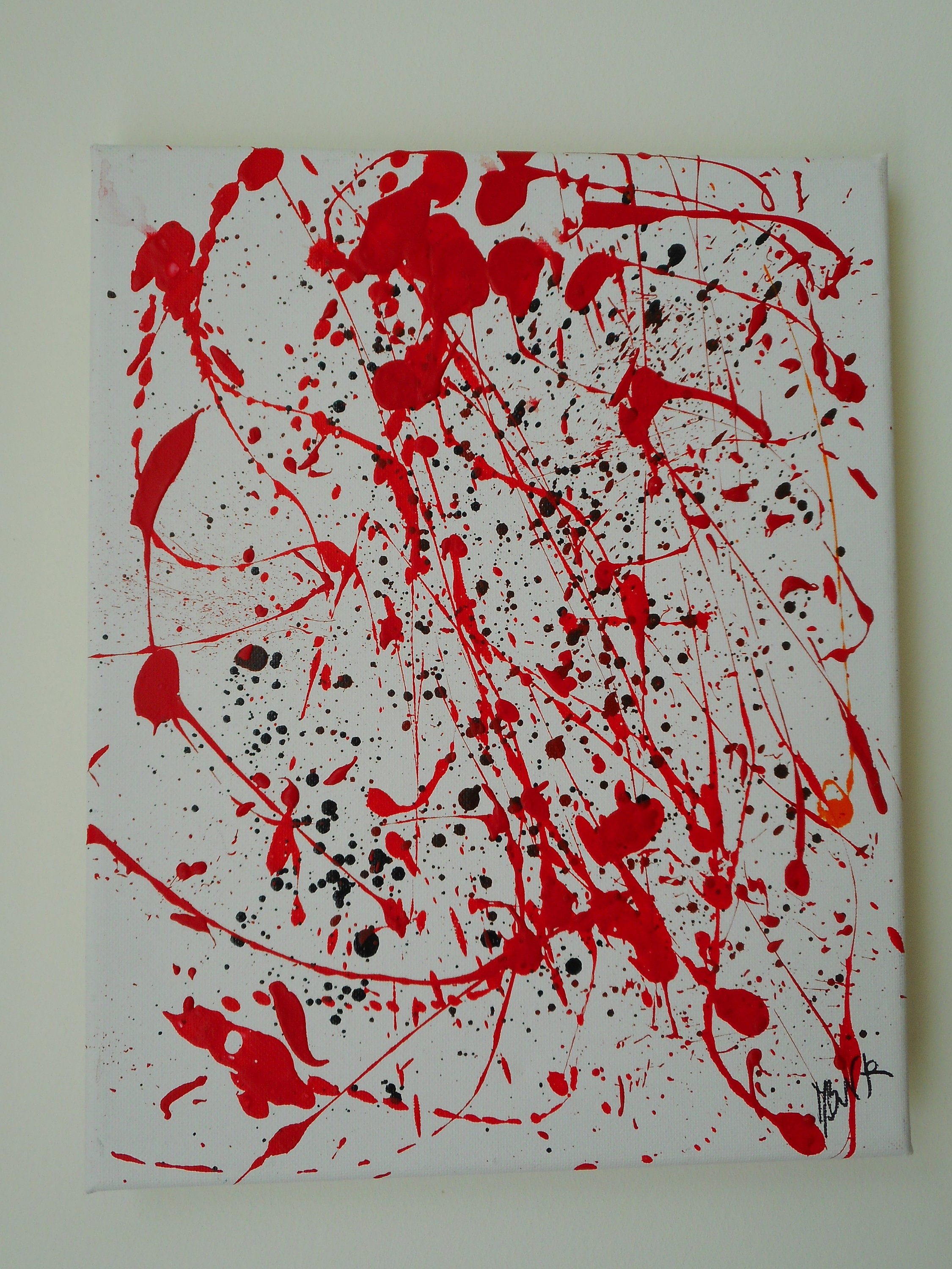 Red Splashing Abstract Painting - Etsy