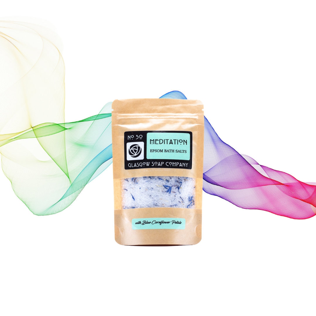 MEDITATION Epsom Bath Salts with Blue Cornflower Petals | Etsy