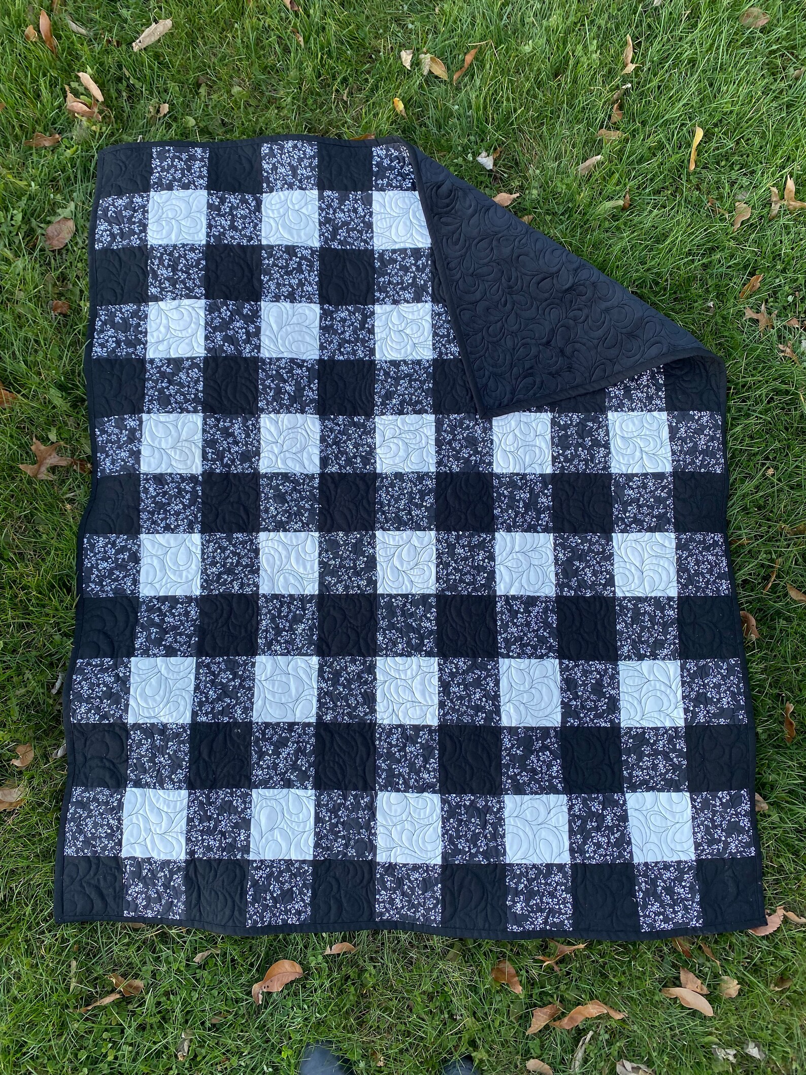 Black & White Quilted Gingham Throw - Etsy