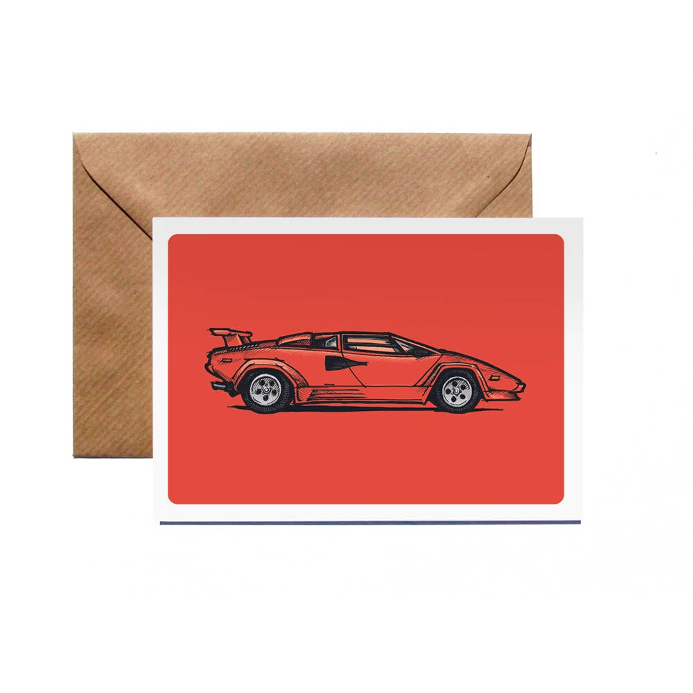 Greetings Card Countach Classic Car Vintage Illustration - Etsy