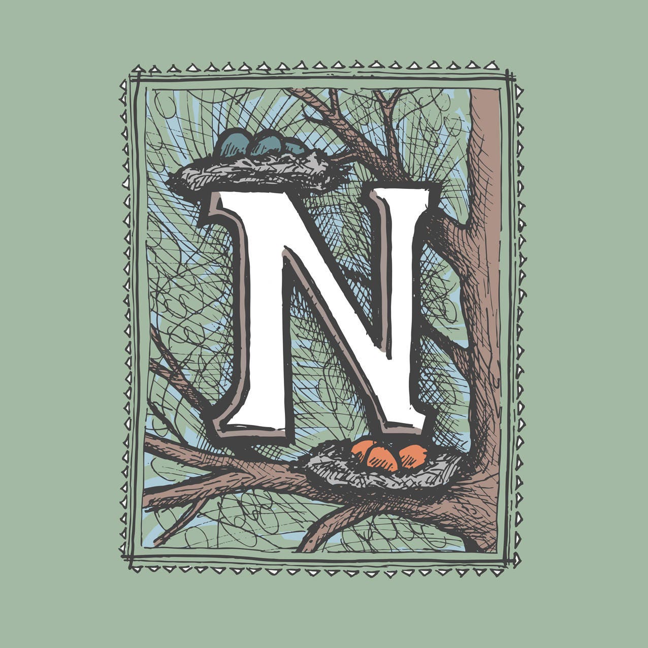 Alphabet Print Illustration Drawing Poster Wall Art | Etsy