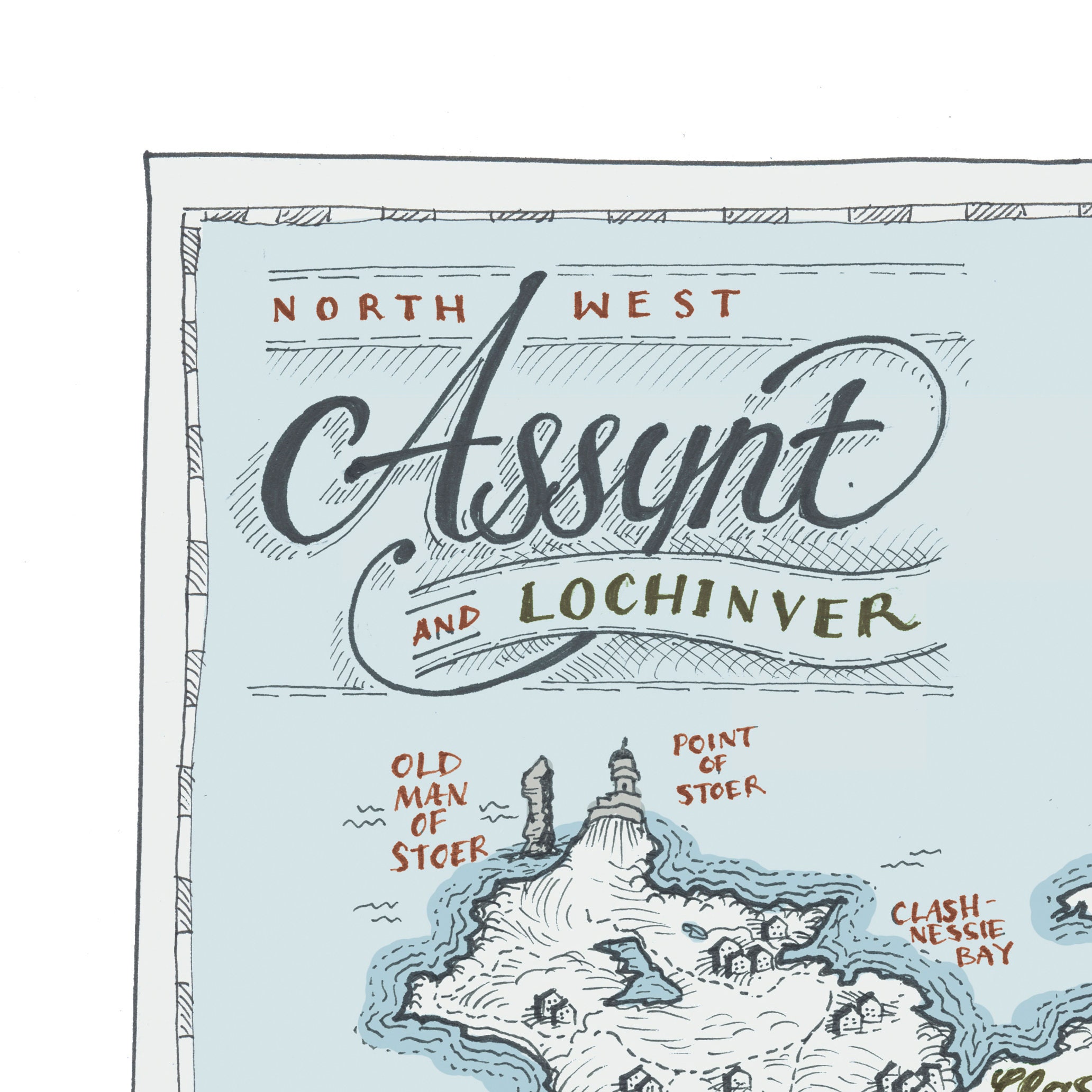 Assynt Map Lochinver Achmelvich Clachtoll Kylesku - Etsy