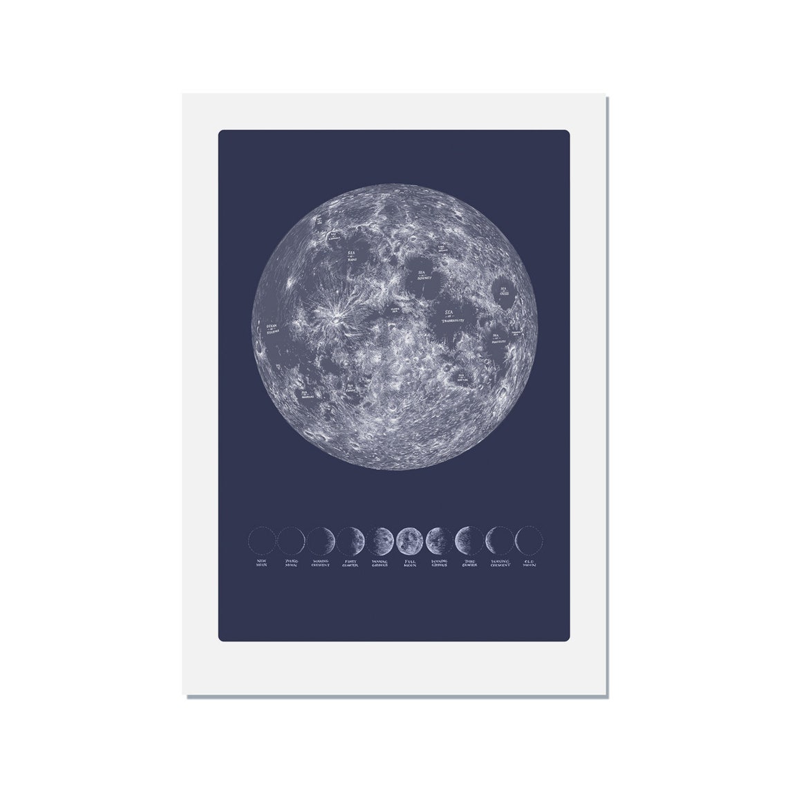Moon Map Lunar Chart Phases Diagram Illustration - Etsy