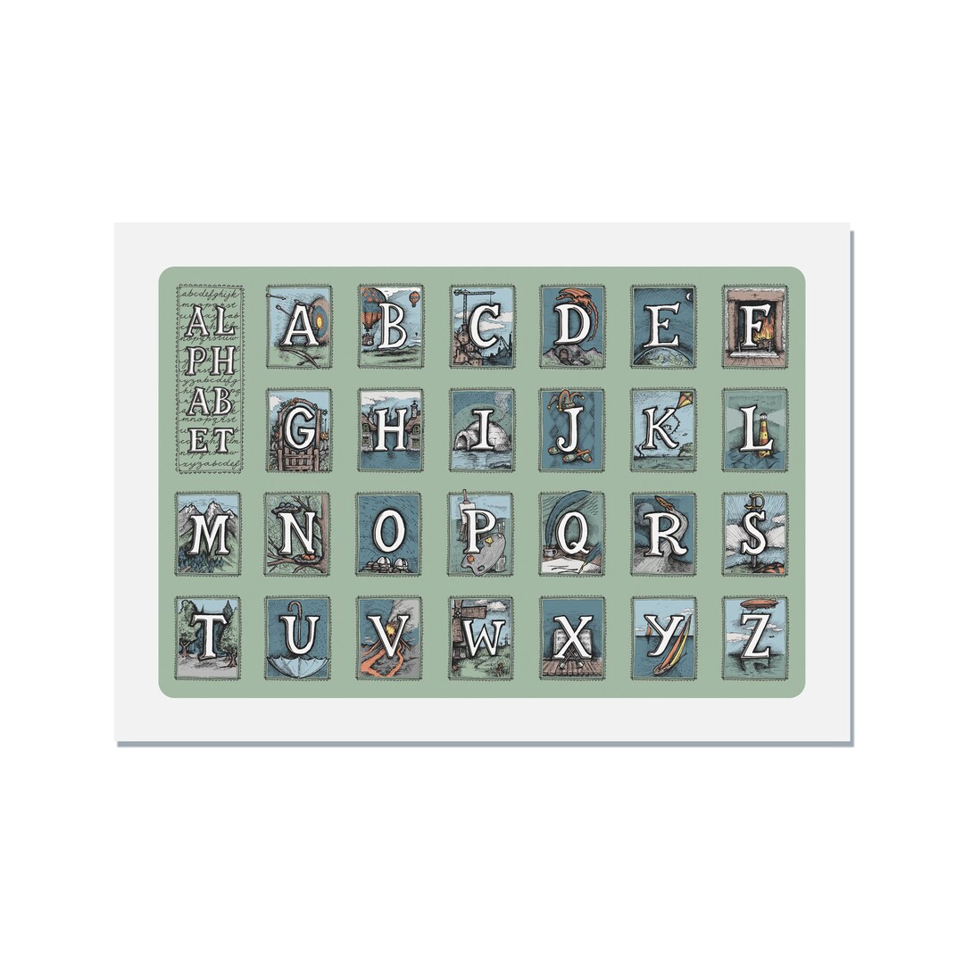 Alphabet Print Illustration Drawing Poster Wall Art - Etsy
