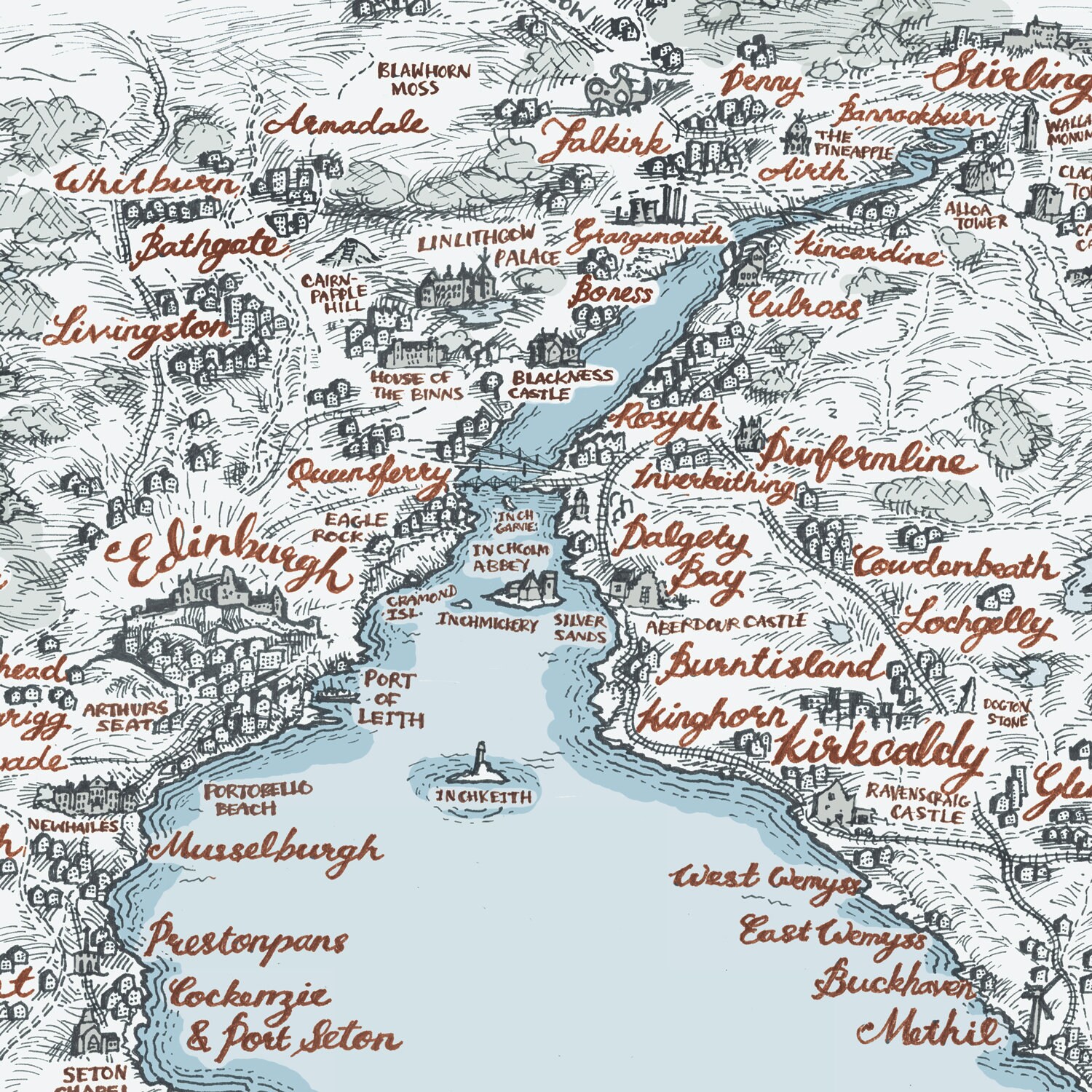 Firth of Forth Map | Stirling to Sea | River Forth | Edinburgh | Fife ...