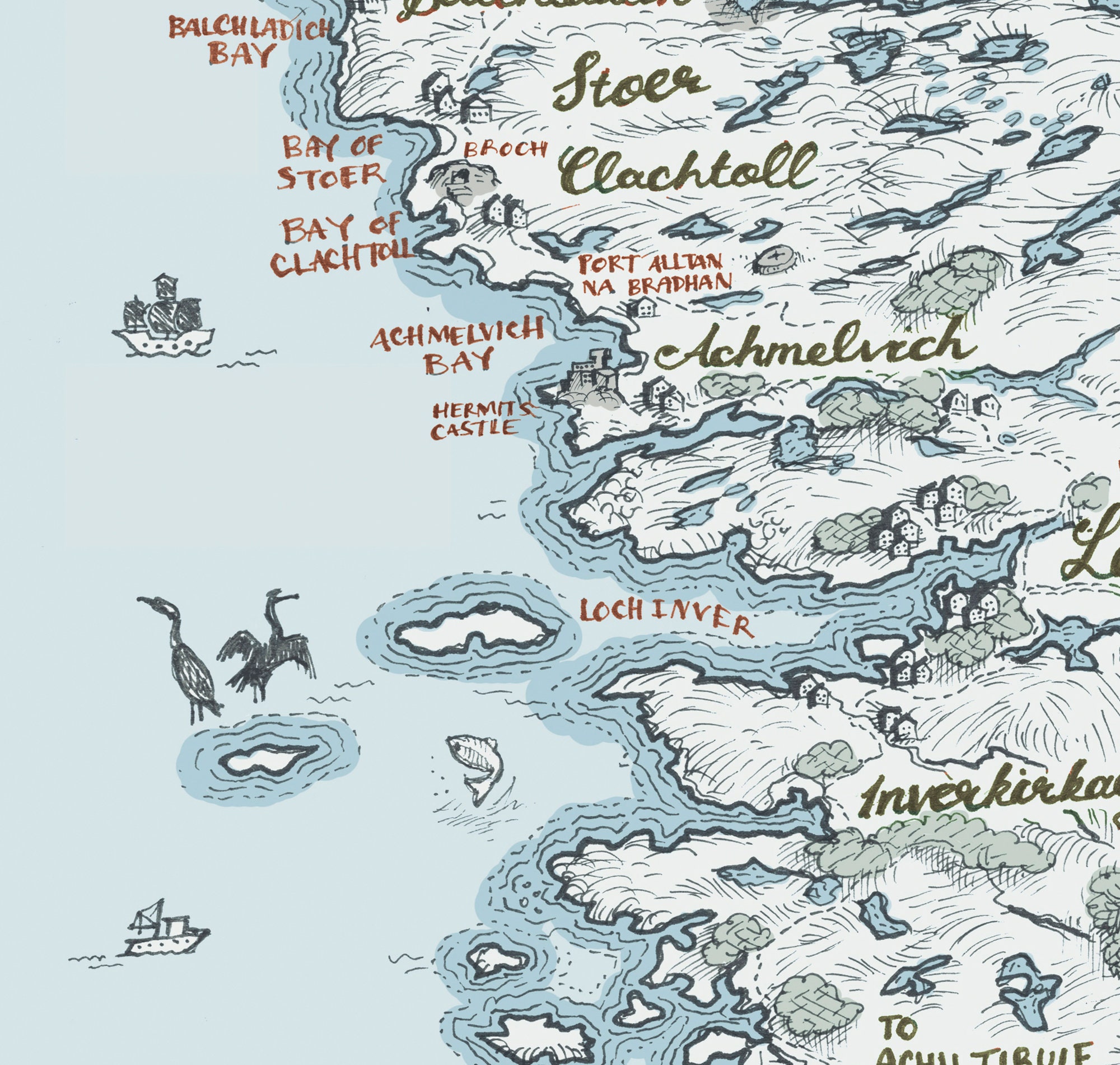 Assynt Map Lochinver Achmelvich Clachtoll Kylesku - Etsy