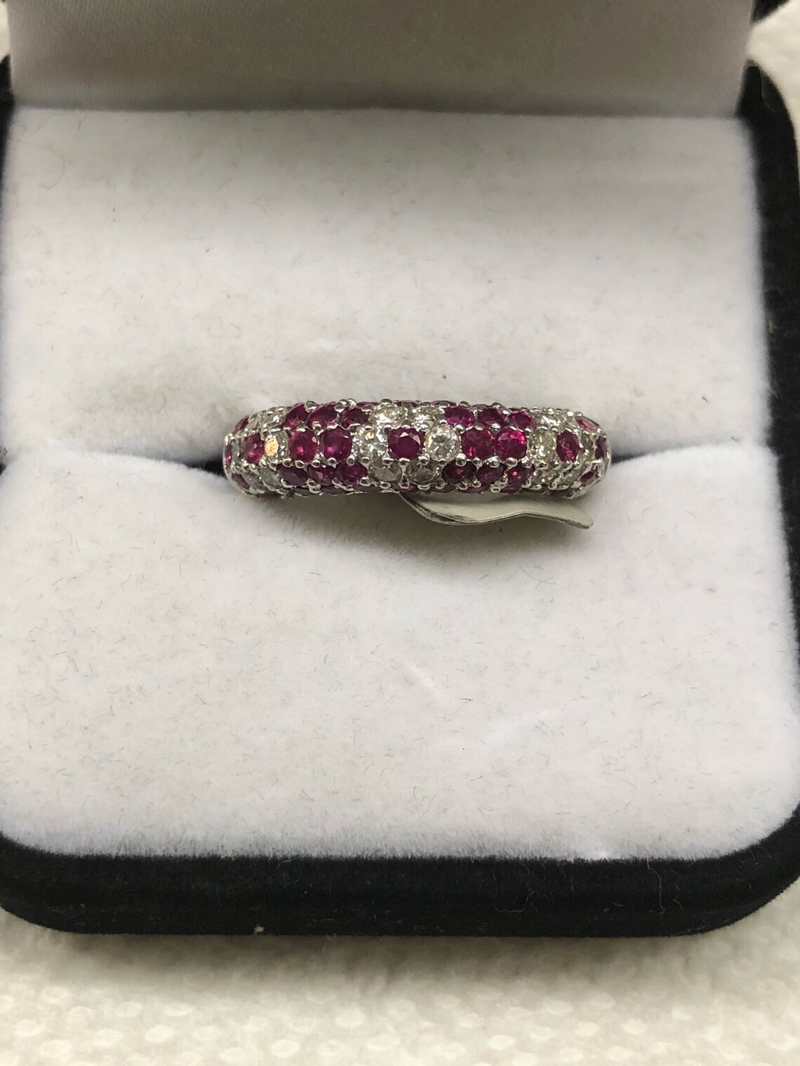 Pave Ruby Diamond Band, 18k Ruby Diamond Wedding Ring, Ruby Ring, Pave ...
