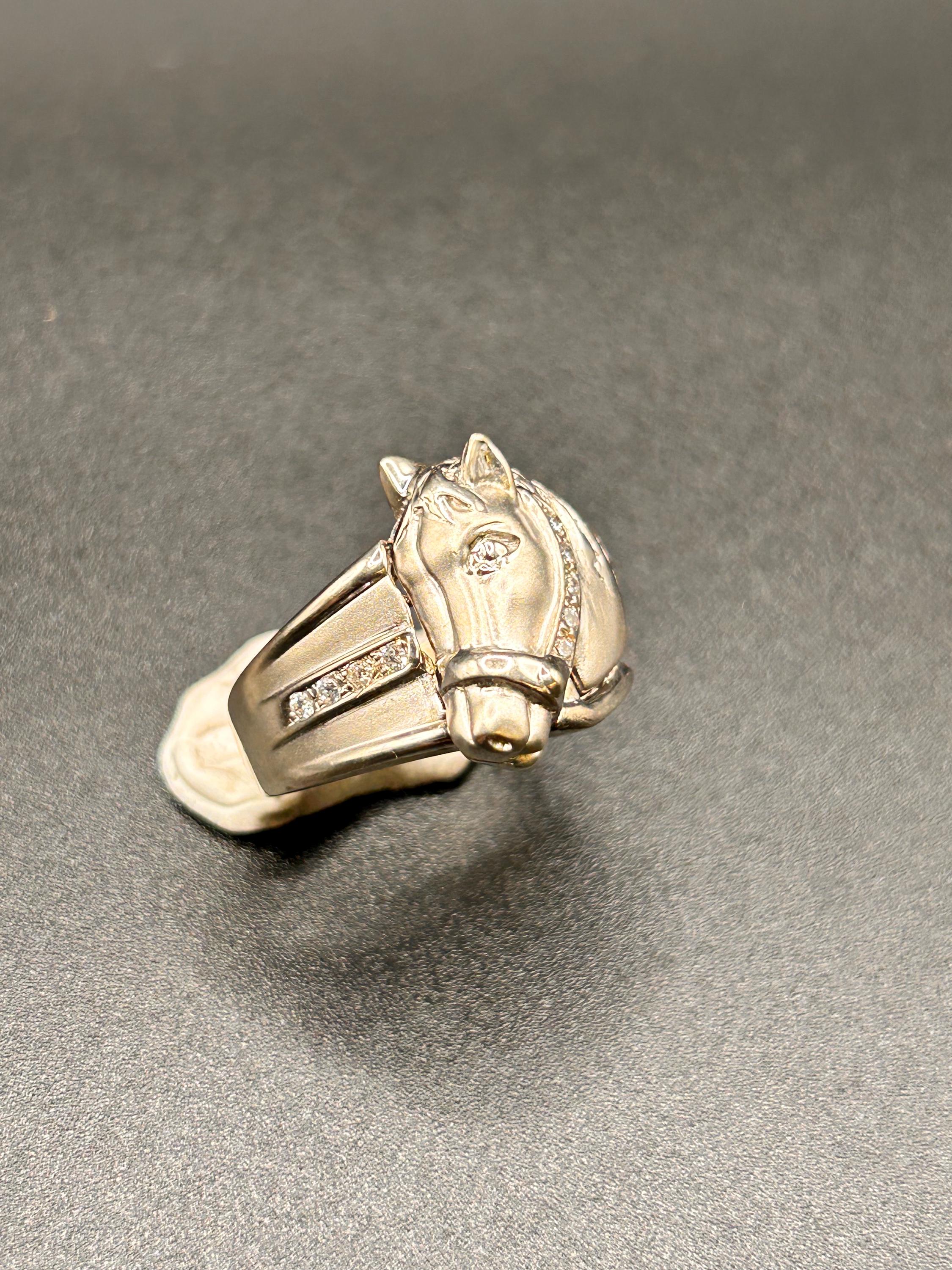 Vintage 14k White Gold Horse Head Ring, Horse Ring, Vintage Horse Head ...